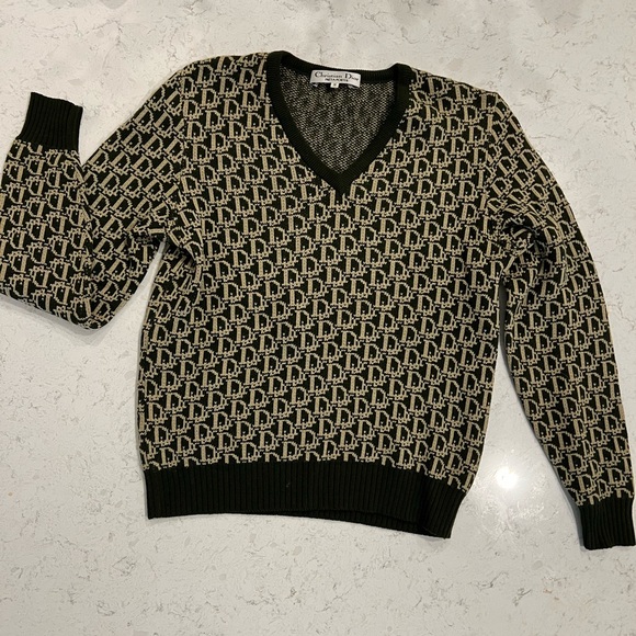 Dior | Sweaters | Vintage Christian Dior Monogram Logo Knit Wool ...